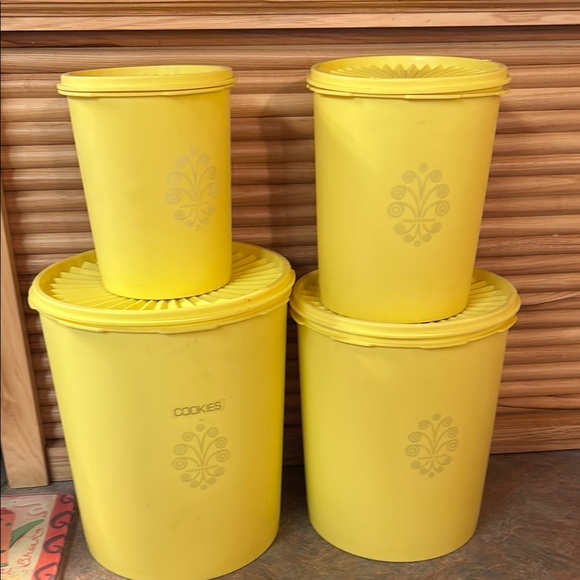 Tupperware | Kitchen | Tupperware Vintage Bright Yellow Canister Set | Poshmark